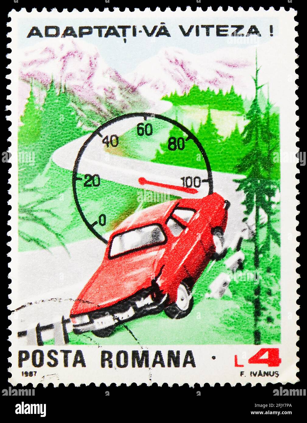 MOSCOW, RUSSIA - NOVEMBER 16, 2019: Postage stamp printed in Romania ...