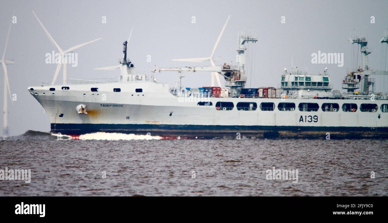 RFA TIDEFORCE AND OTHER SHIPS IN IRISH SEA Stock Photo - Alamy