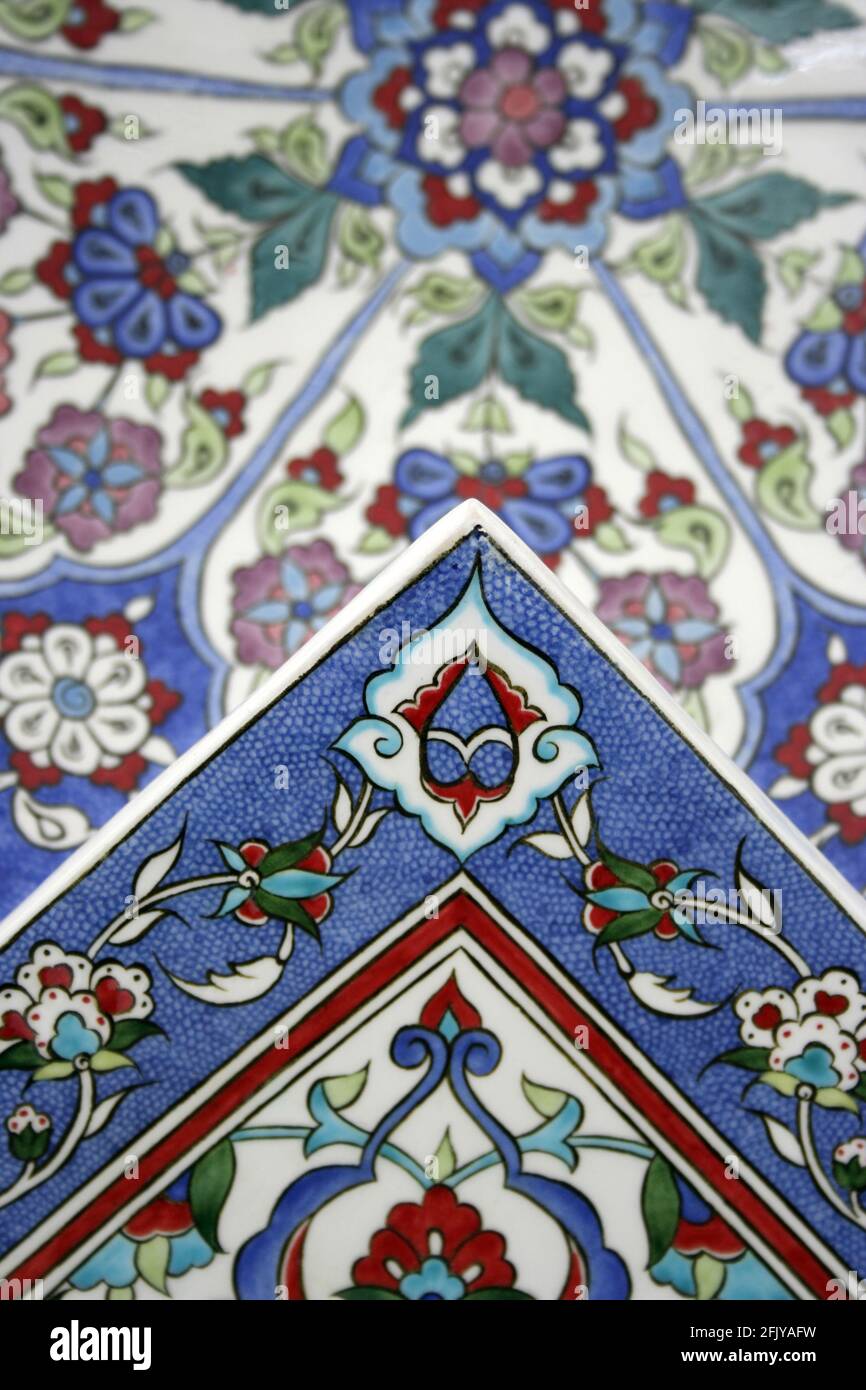 Handmade tile design with floral pattern Stock Photo - Alamy