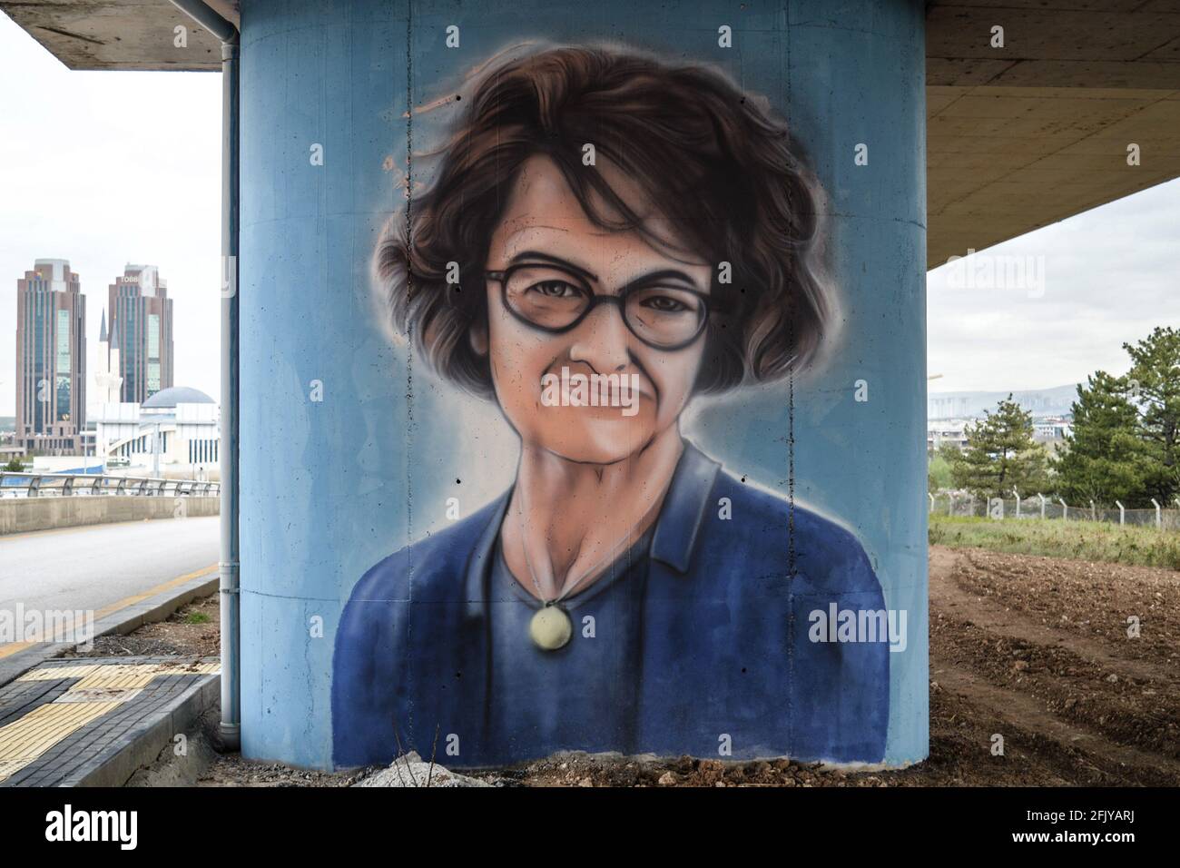 Ankara, Turkey. 27th Apr, 2021. A graffiti of German-Turkish scientist ...