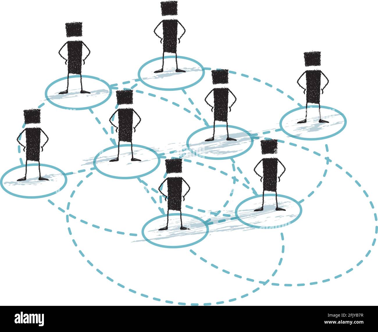 Illustration of a group of people connected to each other Stock Vector ...