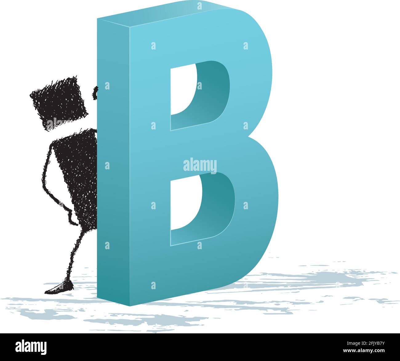 Illustration of a stick figure next to a big letter B Stock Vector ...