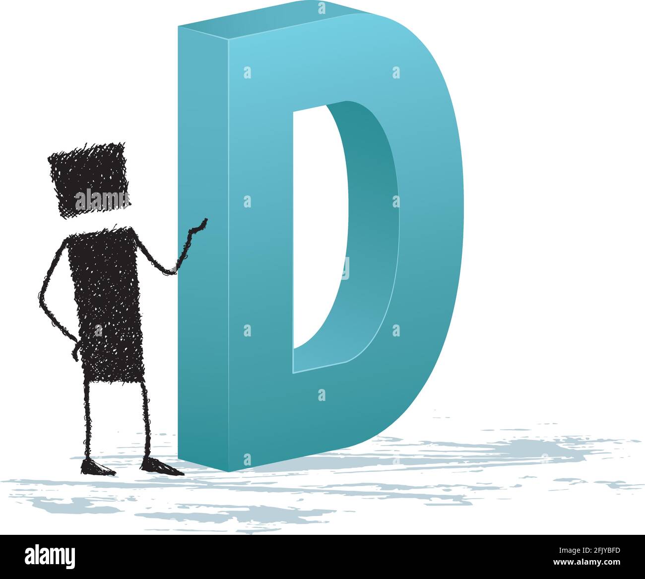 Illustration of a stick figure next to a big letter D Stock Vector ...