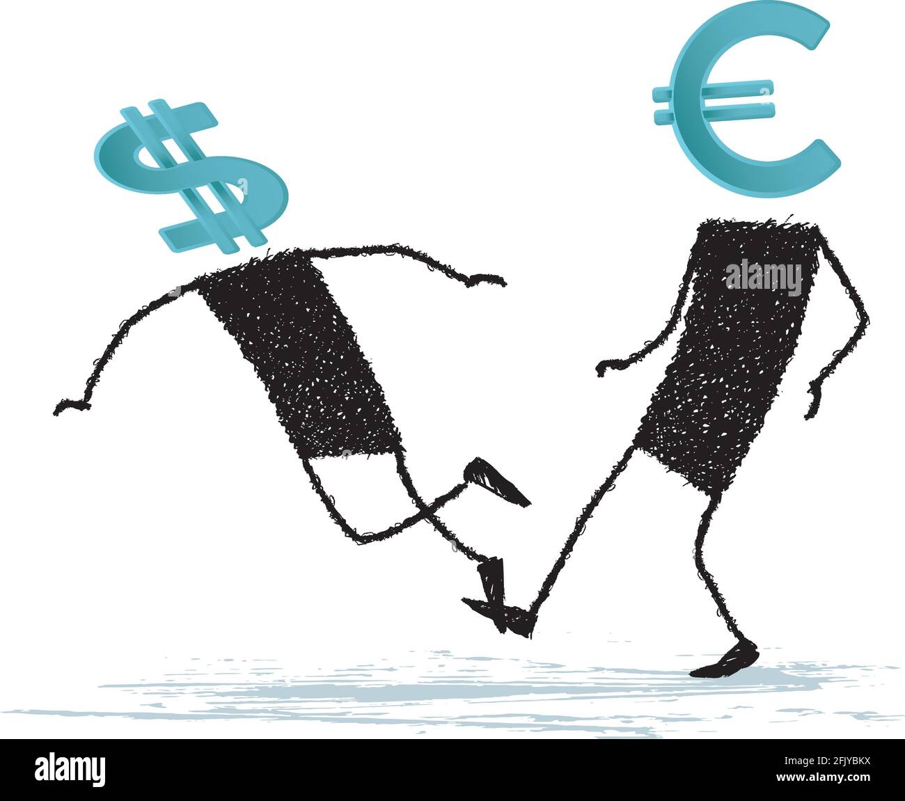 Illustration with two stick figures, one has in mind the dollar sign ...