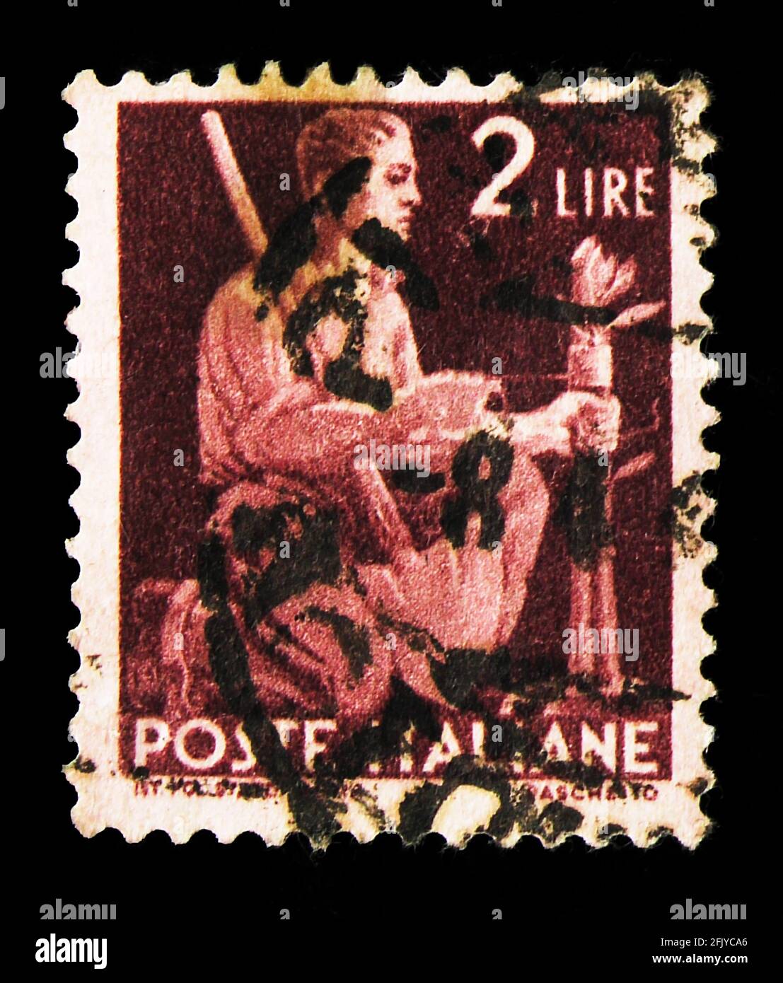 MOSCOW, RUSSIA - SEPTEMBER 27, 2019: Postage stamp printed in Italy ...