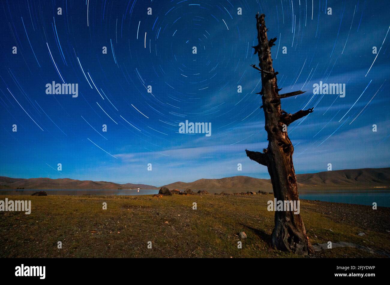 Lake in Mongolia. Night landscape in mongolia Stock Photo - Alamy