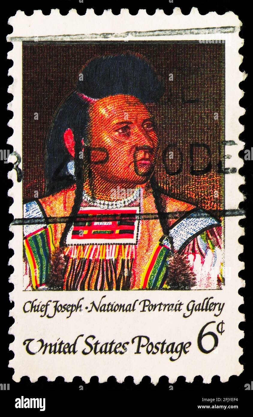 MOSCOW, RUSSIA - SEPTEMBER 27, 2019: Postage stamp printed in United ...