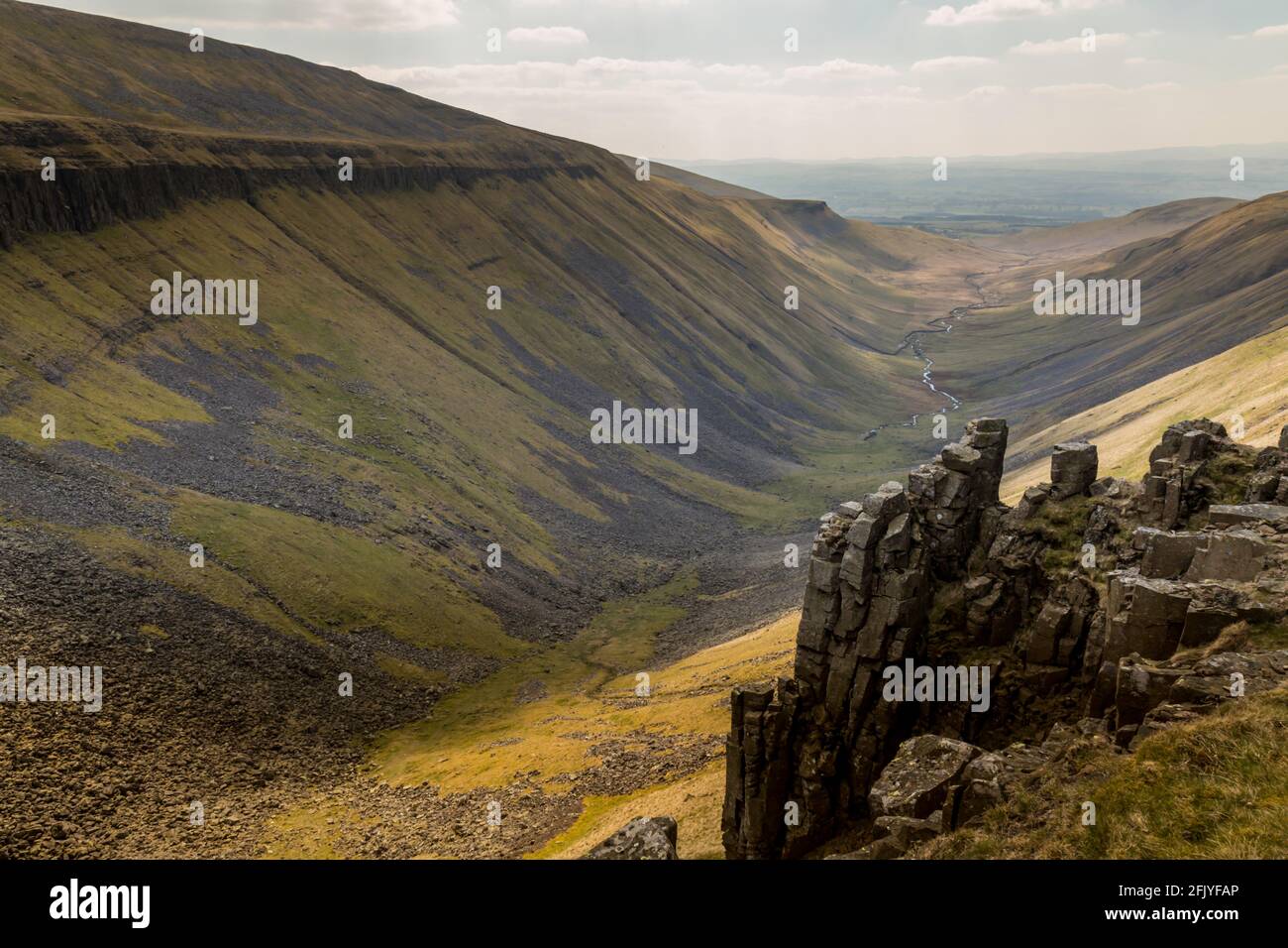 High Cup Nick, a classic U shaped valley in the North Pennines area in ...