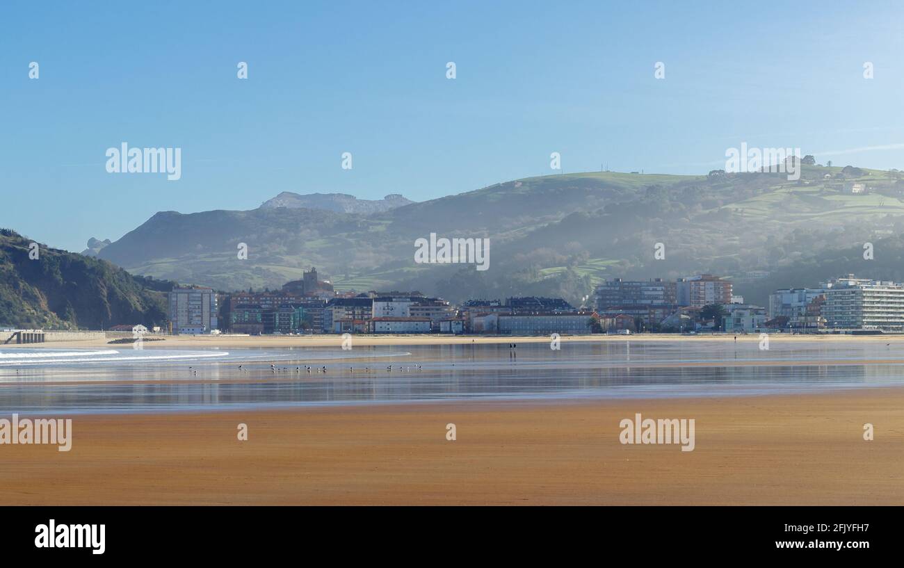 Laredo beach in Cantabria in northern Spain at sunset Stock Photo - Alamy