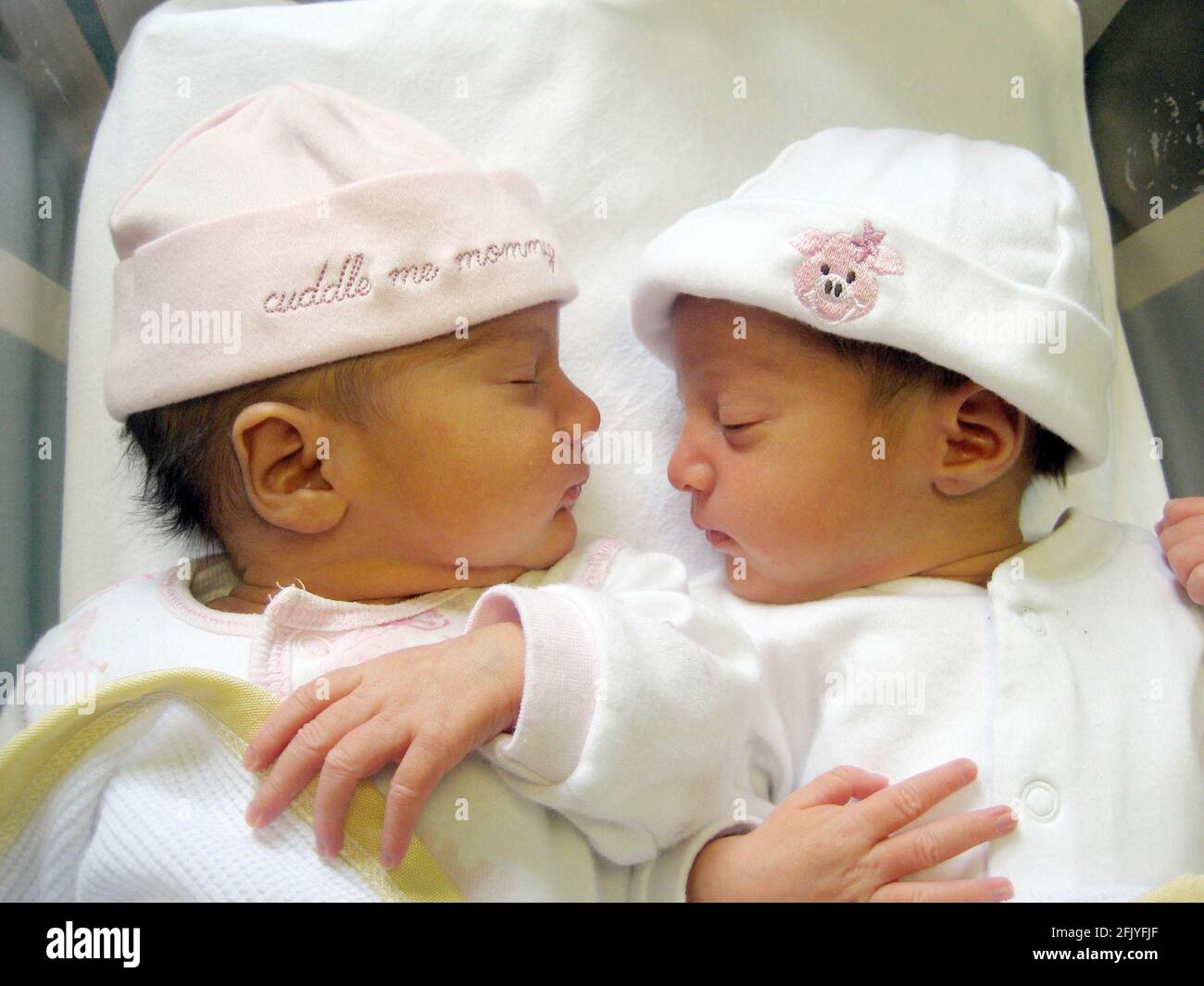 Nick and Nicola Dawson twins L-R Hanna and Mia 5 days old. 18/9/09 ...