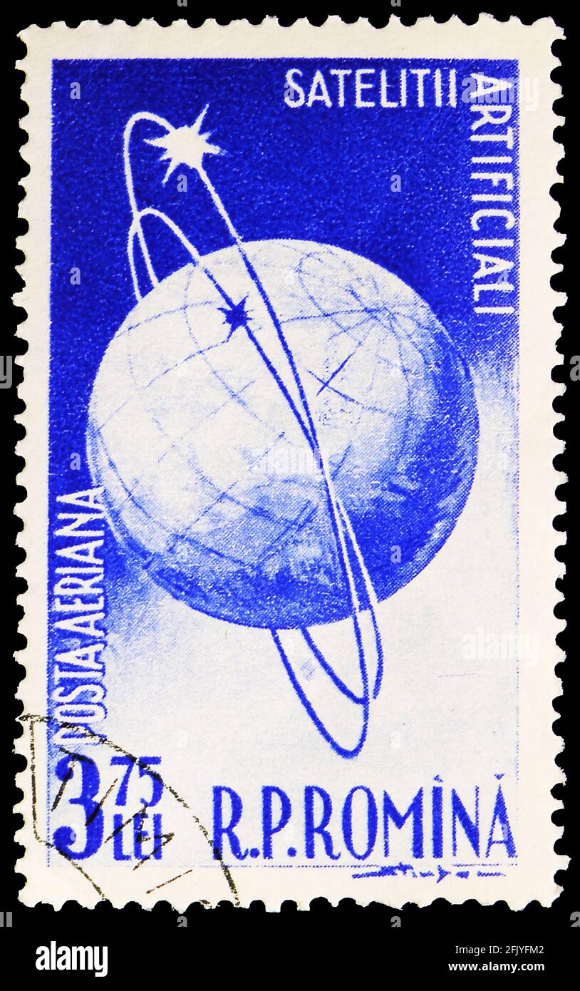 MOSCOW, RUSSIA - SEPTEMBER 27, 2019: Postage stamp printed in Romania ...