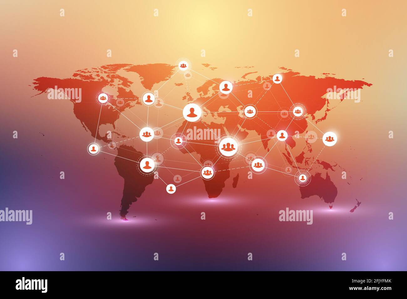 Social media network and marketing concept on World Map background ...
