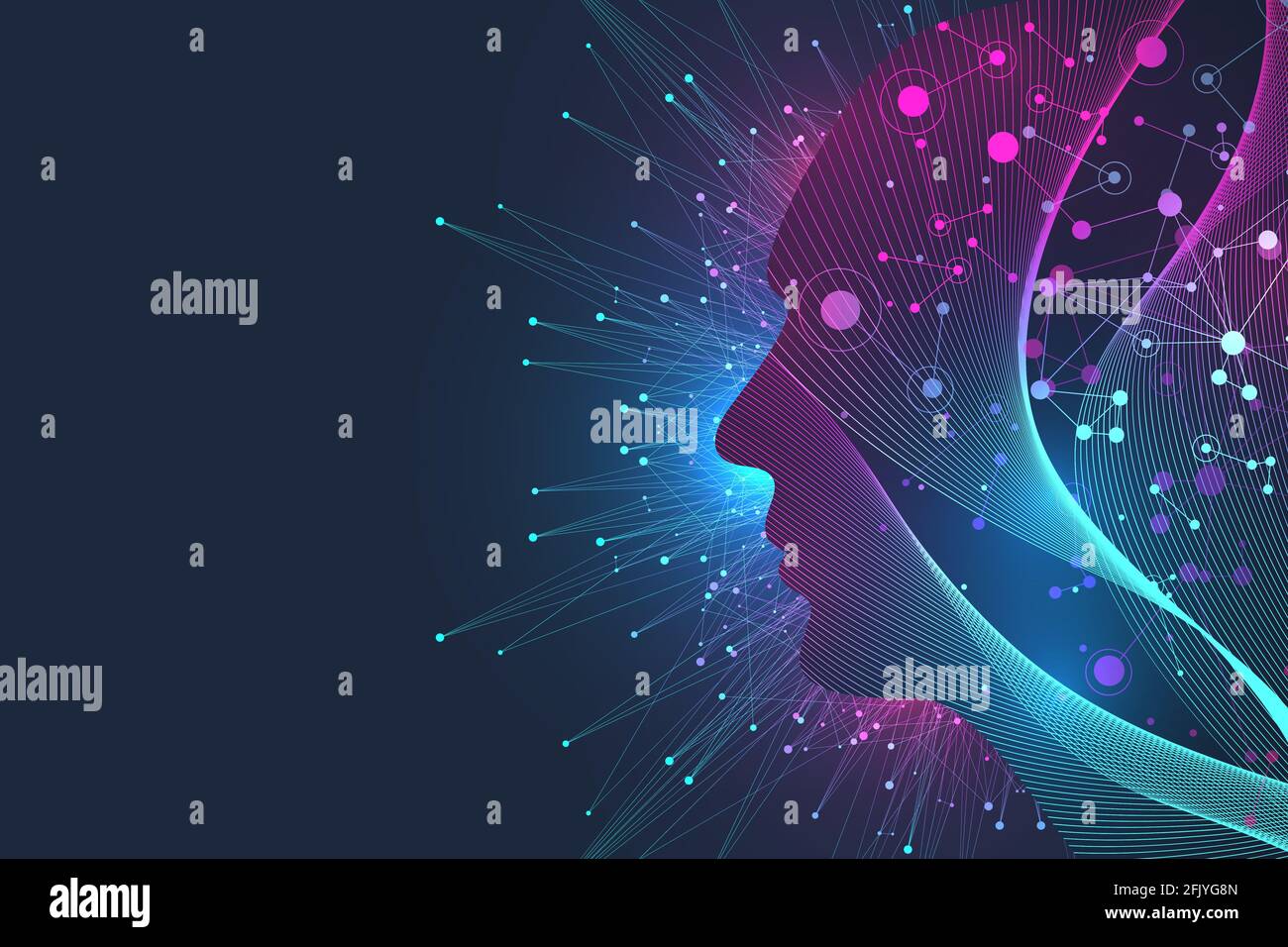 Futuristic Artificial Intelligence and Machine Learning Concept. Human ...