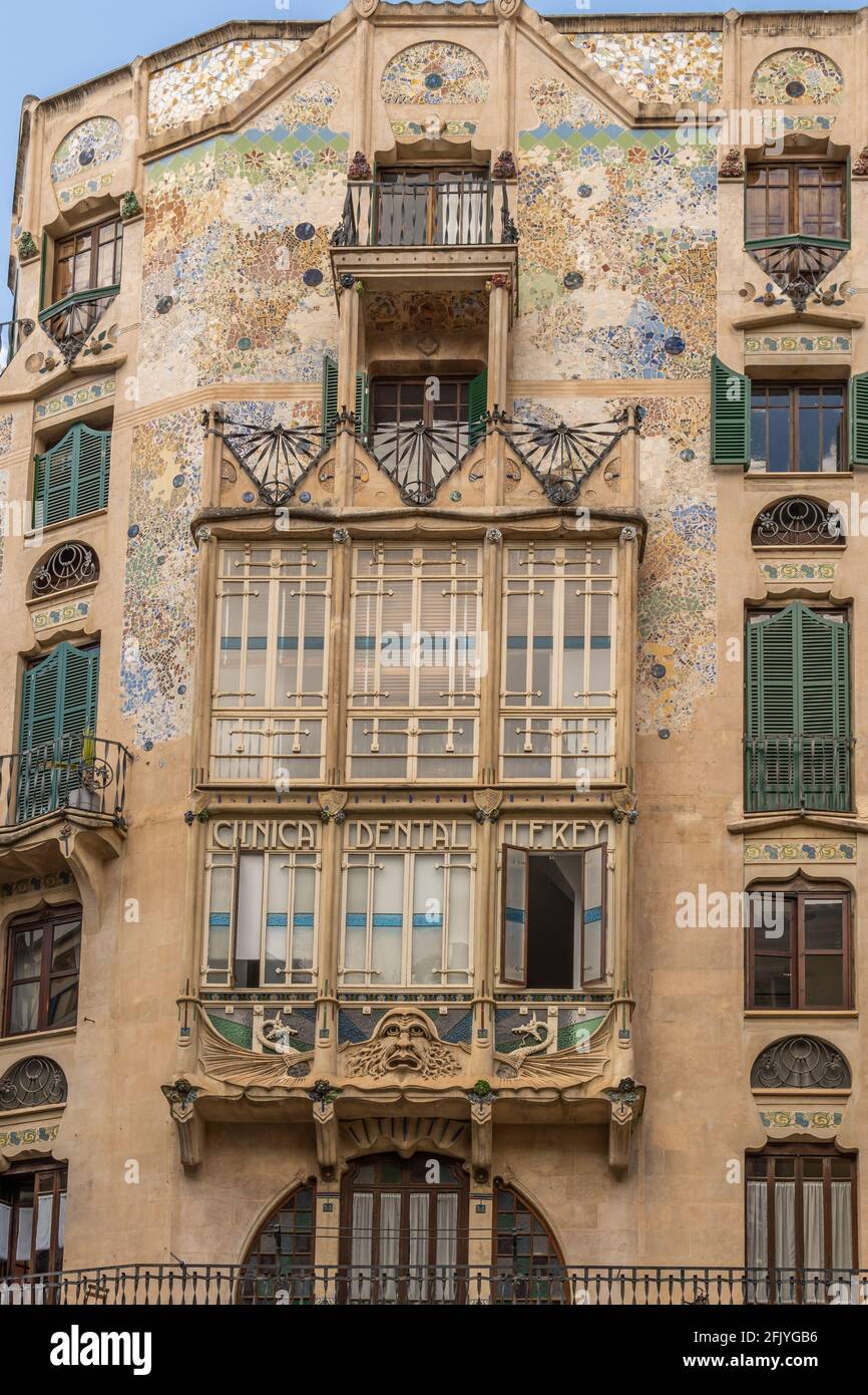 Palma de Mallorca, Spain; april 23 2021: Main facade of Ca'n Forteza ...