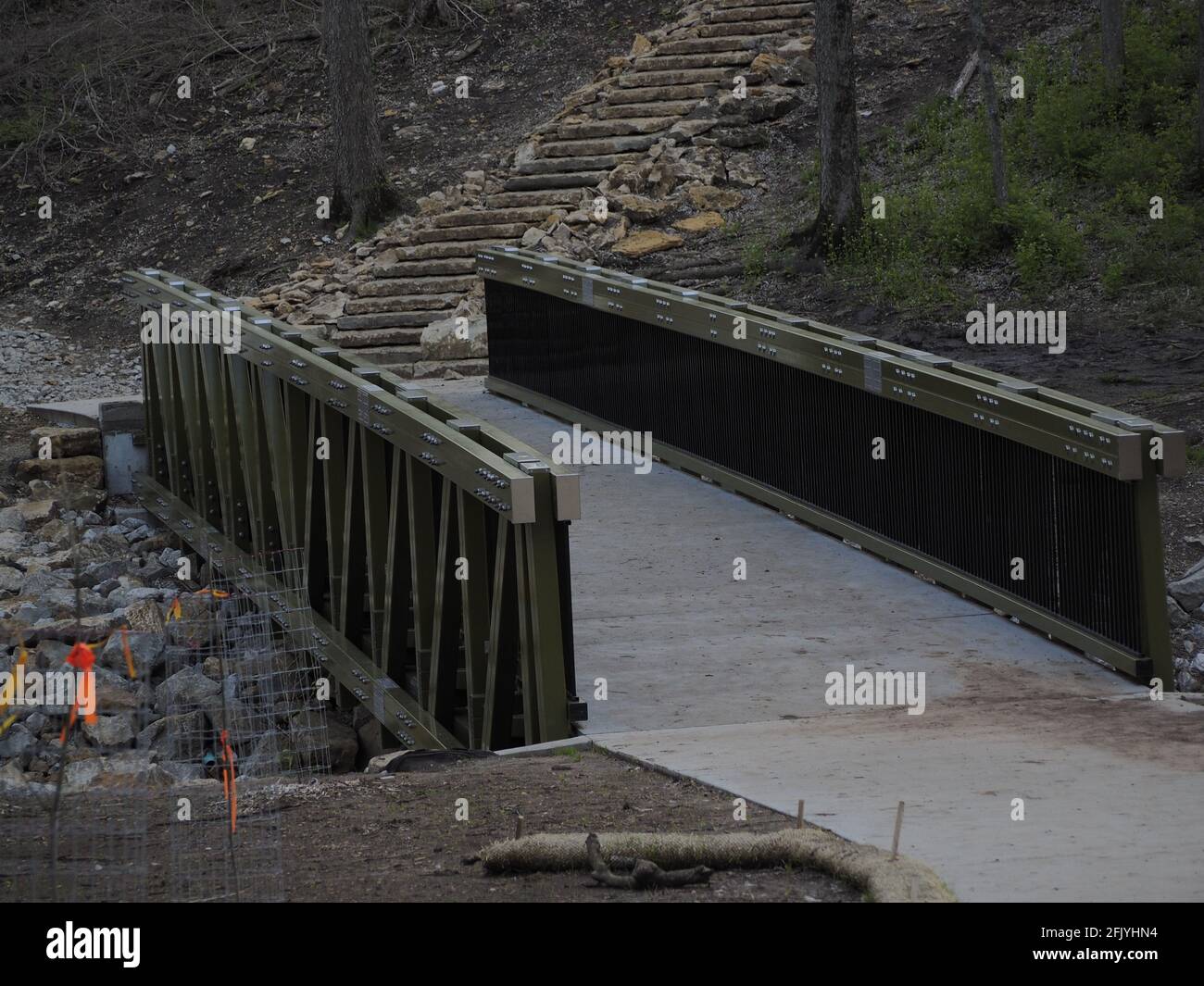 Bridge and stone stairs in Ernie Miller Nature Center and ParkOlathe ...
