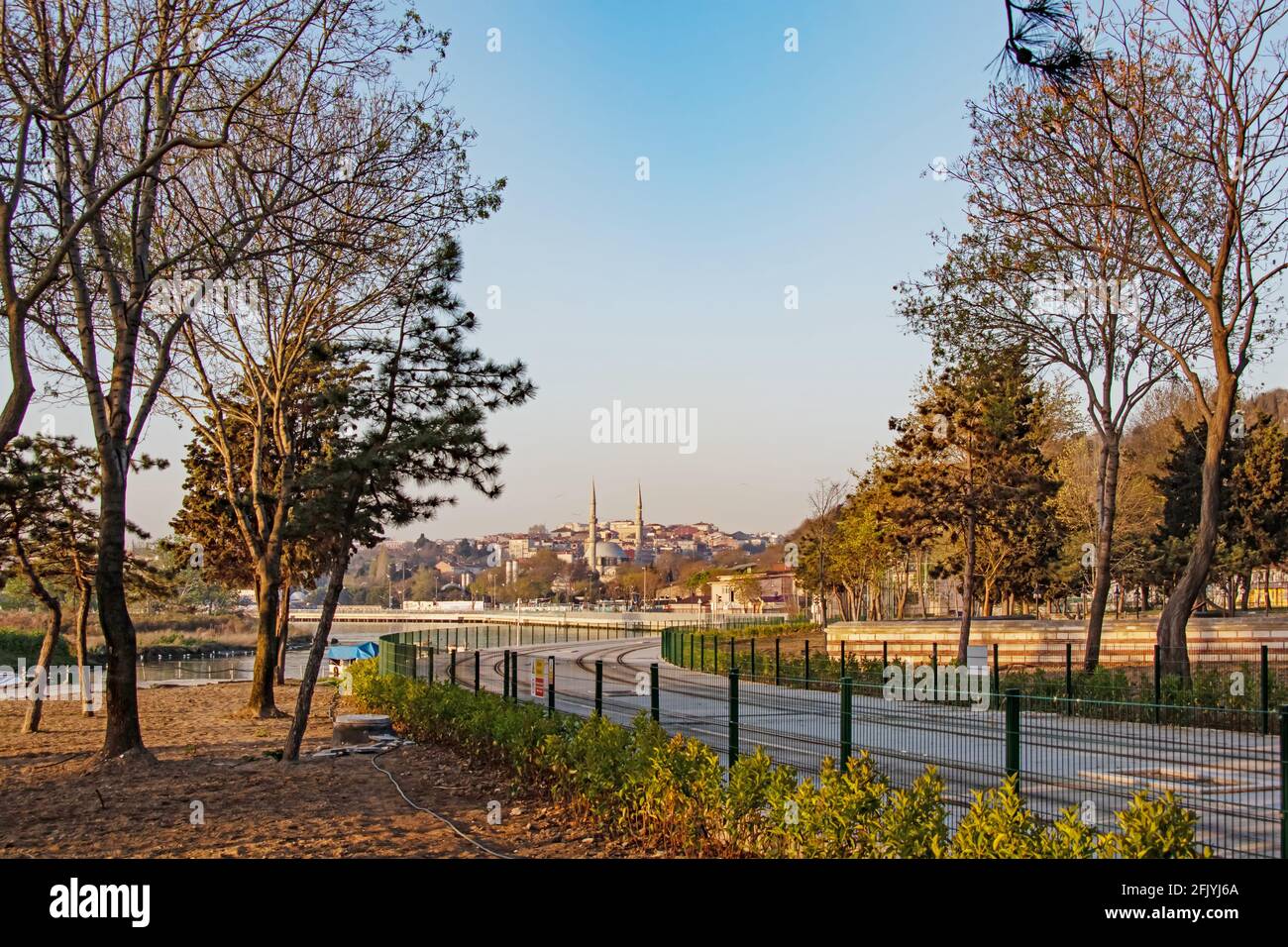 Eyup Sultan,istanbul,Turkey-April 27,2021.The city view from the early ...