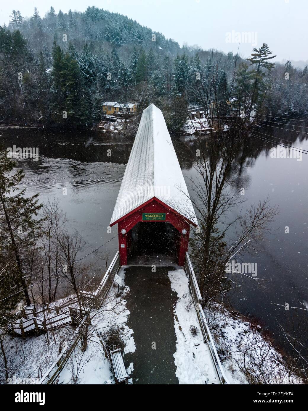 Old Covered Bridge in Wakefield Quebec in winter Stock Photo - Alamy