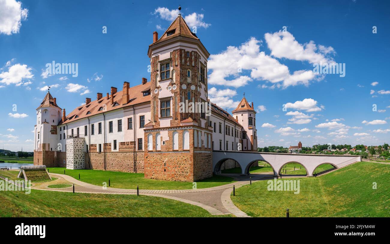 Panorama of the Mir Castle Complex in Mir town, Belarus Stock Photo - Alamy