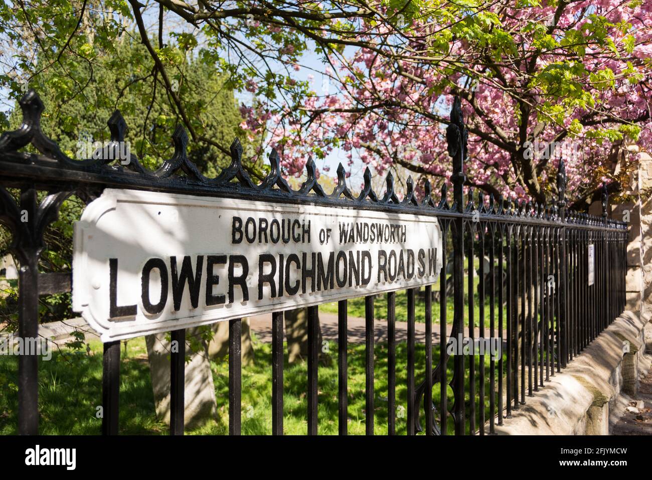 Road sign in front of Putney Lower Common Cemetery, Lower Common, Lower ...