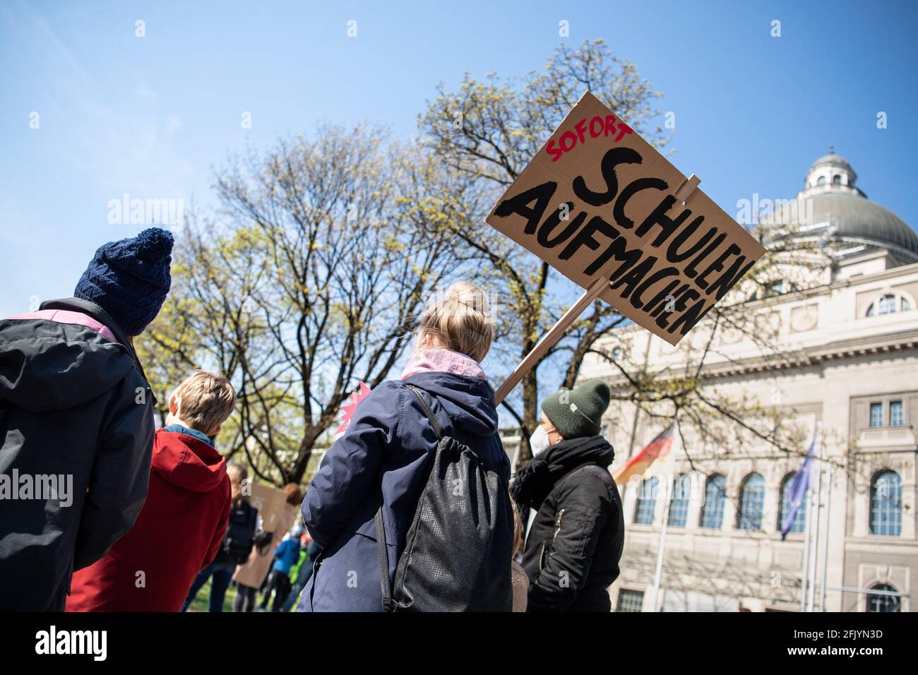 Munich, Germany. 27th Apr, 2021. During a demonstration under the motto ...