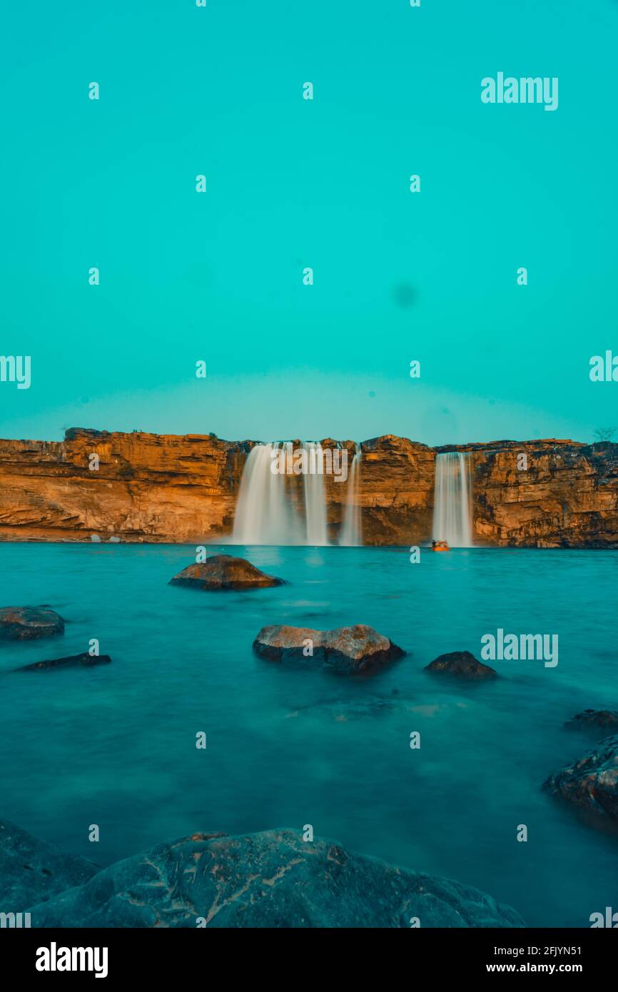 Breathtaking landscape of the Chitrakote Falls on the Indravati River ...