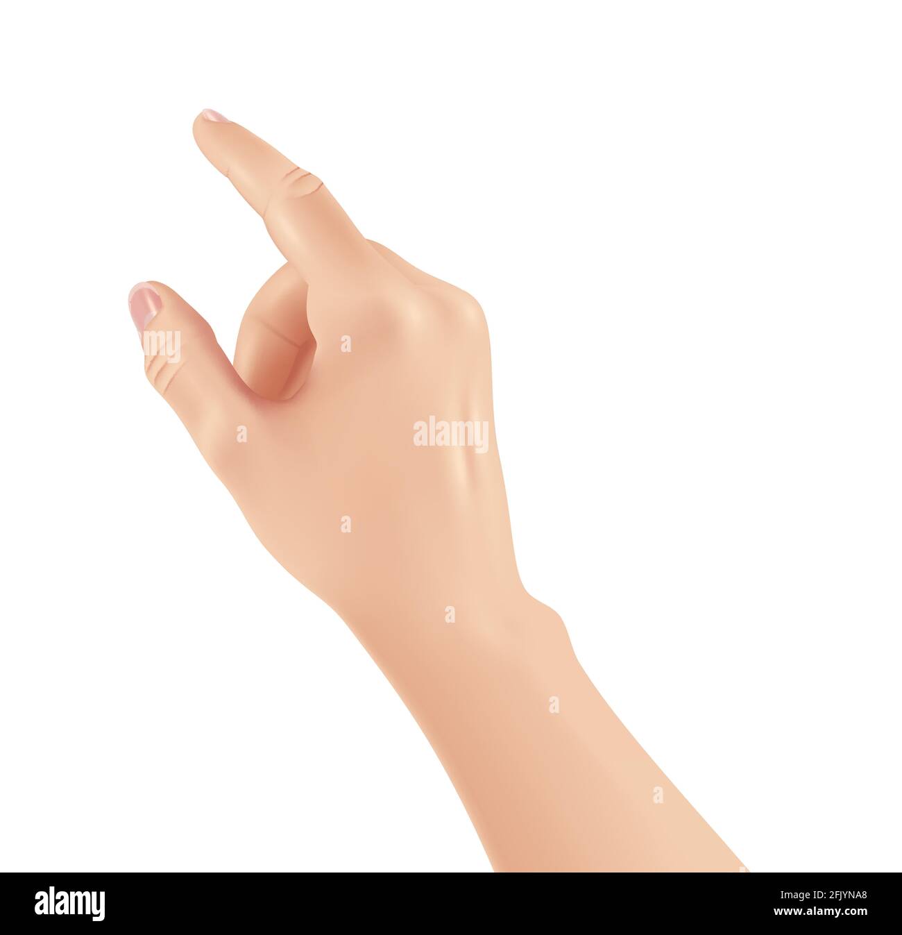 Woman hand on white background, realistic design vector illustration ...