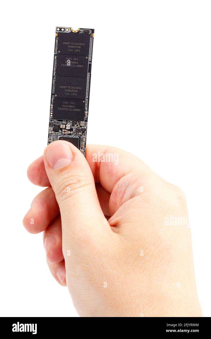 caucasian hand holding Non-Volatile Memory Next Generation Form Factor ...