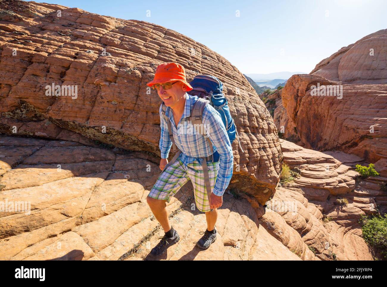 Hike in the Utah mountains. Hiking in unusual natural landscapes ...