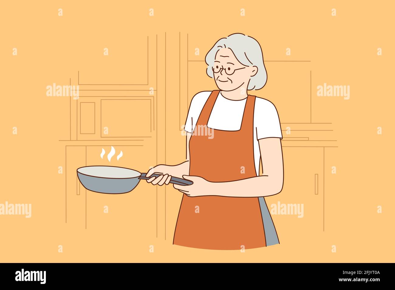 Old lady cooking illustration hi-res stock photography and images - Alamy
