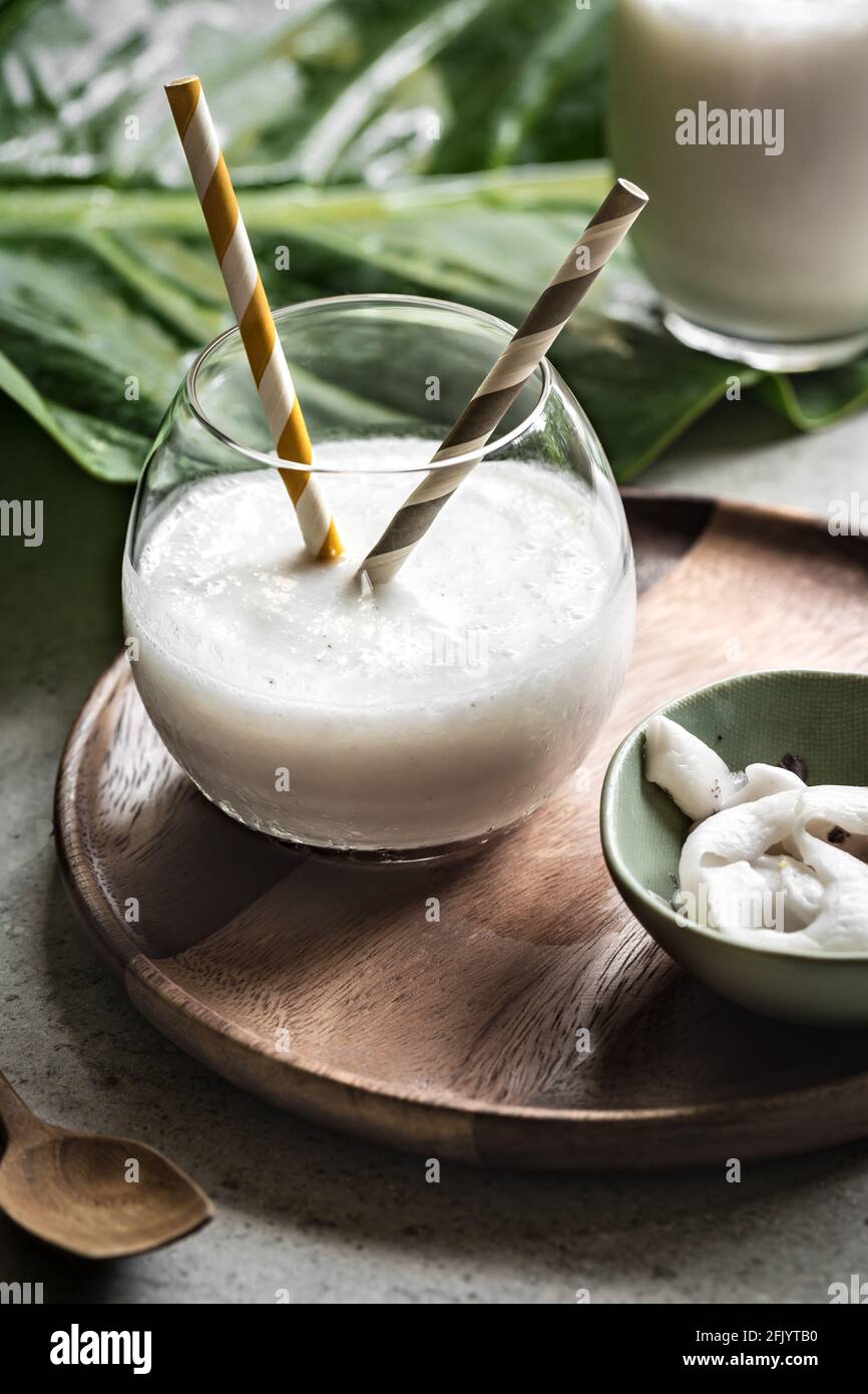 Coconut Smoothie from fresh Coconut water and young Coconut meat Stock ...
