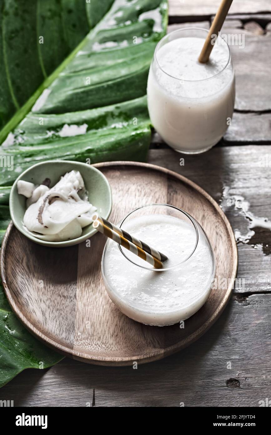 Coconut Smoothie from fresh Coconut water and young Coconut meat Stock ...