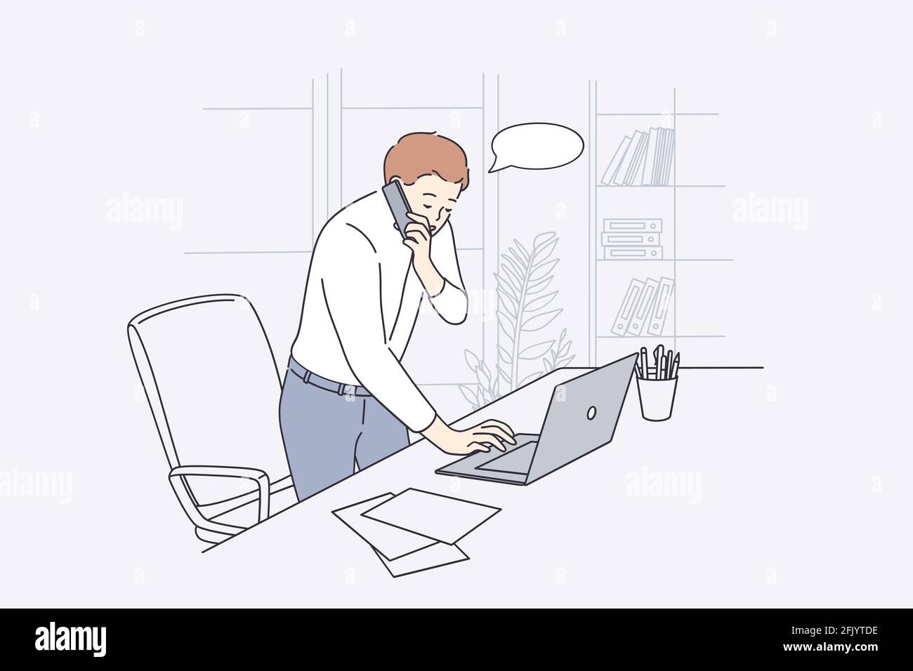 Multitasking phone concept cartoon mobile Stock Vector Images - Alamy