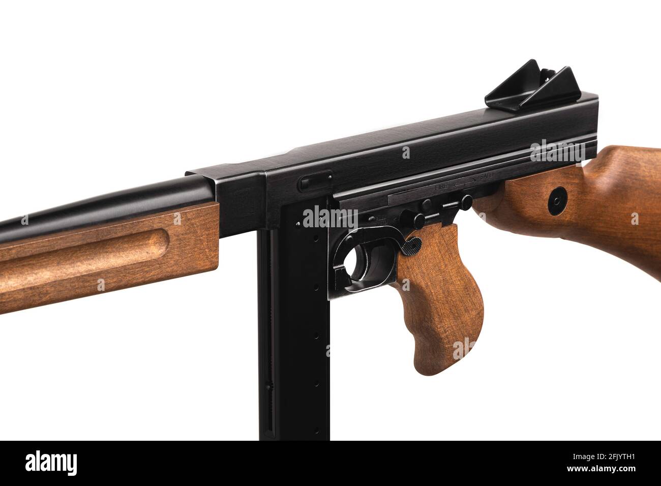 Old American machine gun. Vintage automatic weapon. Armament of the ...