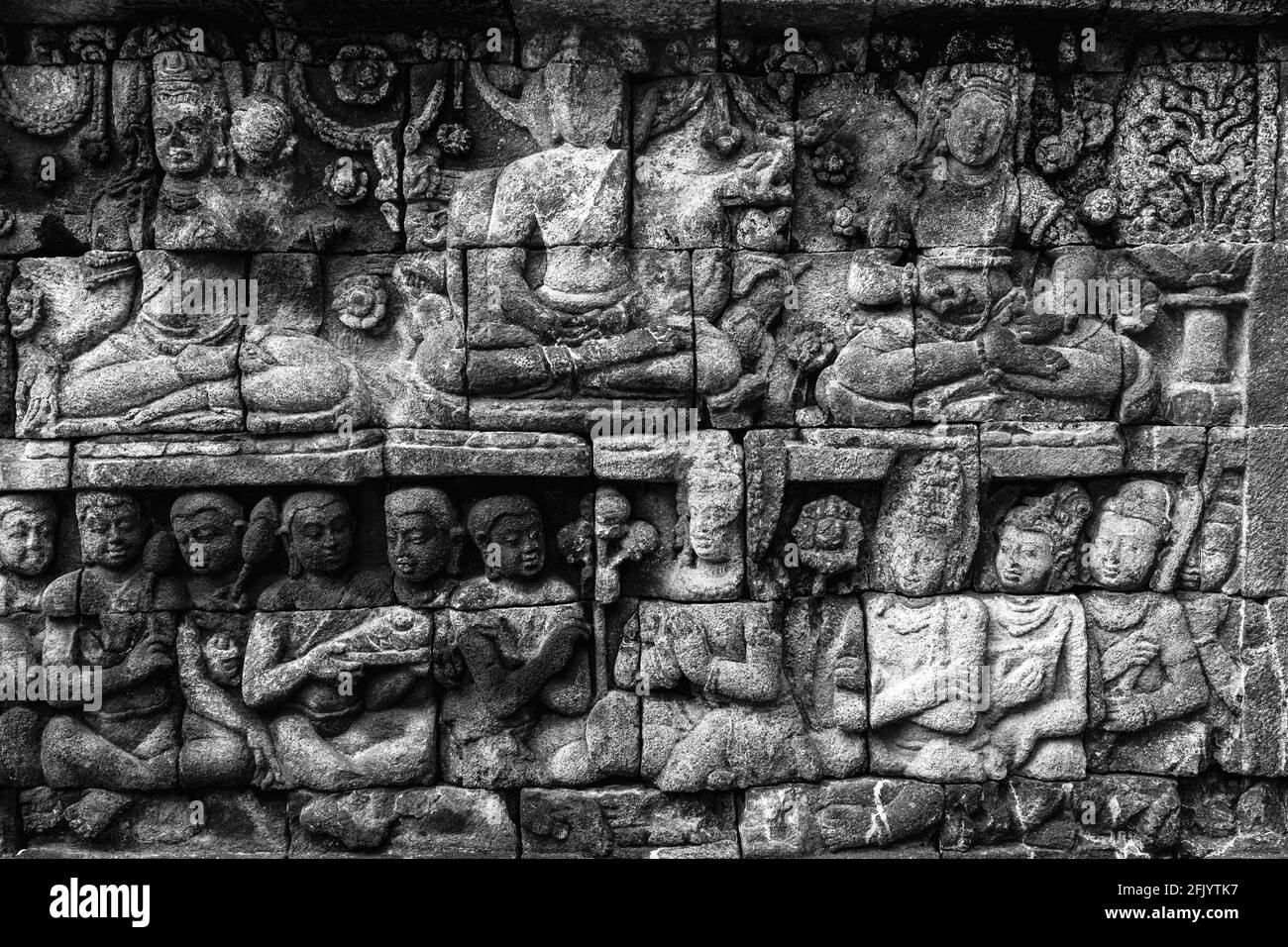 Relief Panels At Borobudur Temple, Yogyakarta, Central Java, Indonesia ...