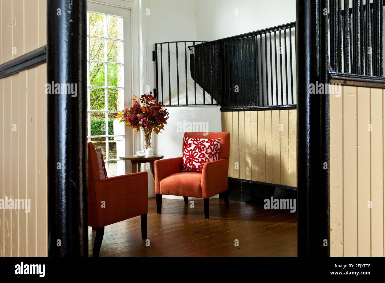 Inside a hotel room at Slebech Park Hotel, Pembrokeshire, West Wales ...