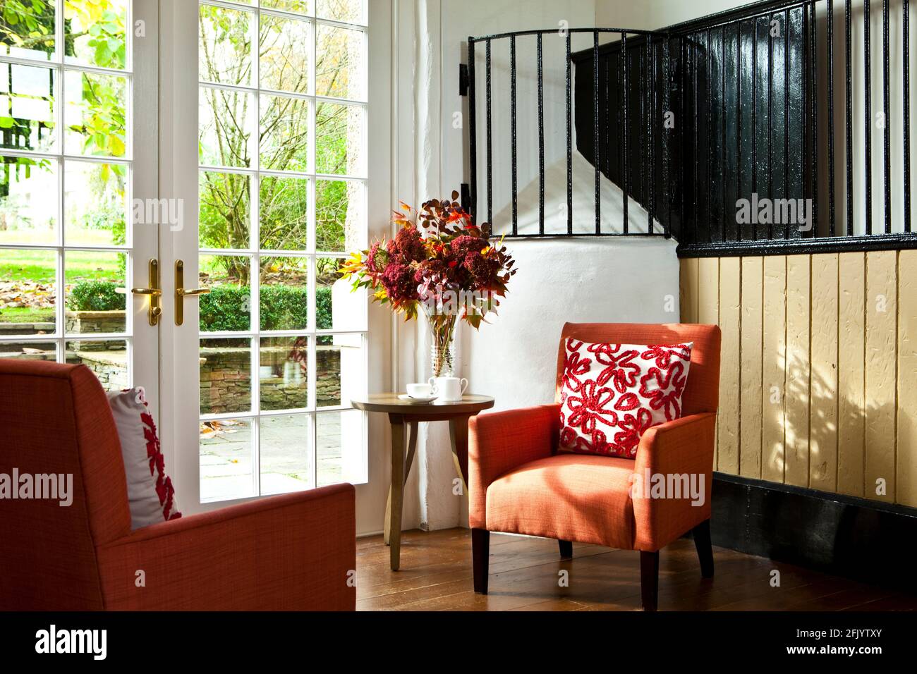 Inside a hotel room at Slebech Park Hotel, Pembrokeshire, West Wales ...