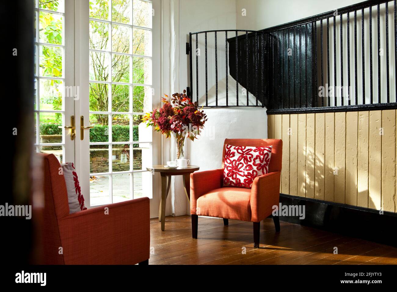 Inside a hotel room at Slebech Park Hotel, Pembrokeshire, West Wales ...