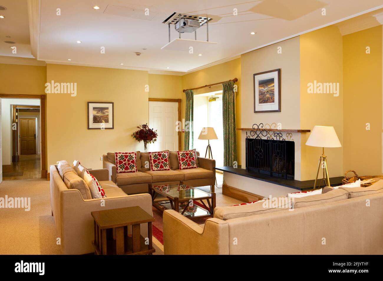 Inside a hotel room at Slebech Park Hotel, Pembrokeshire, West Wales ...