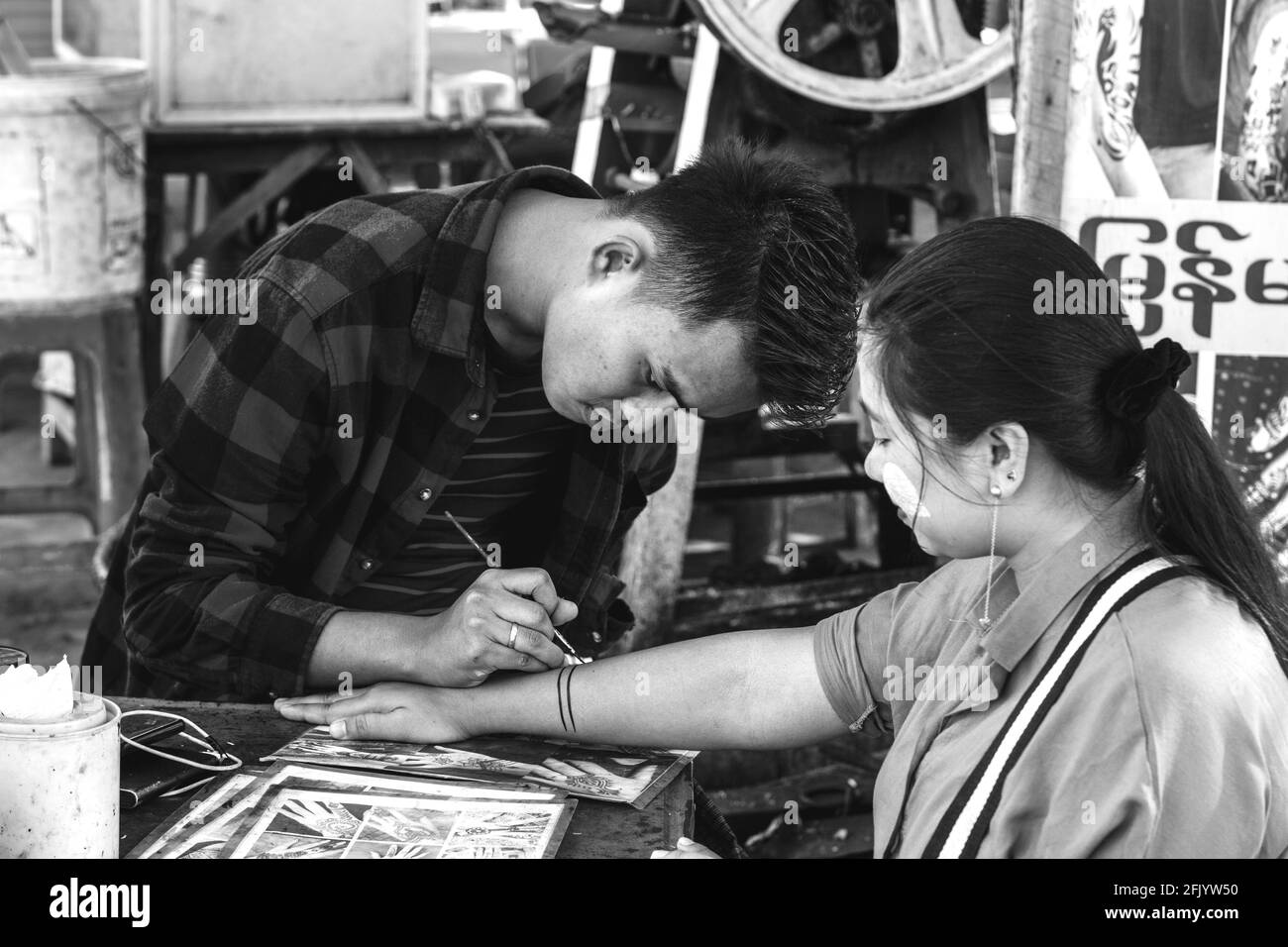 Female arm in henna Black and White Stock Photos & Images - Alamy