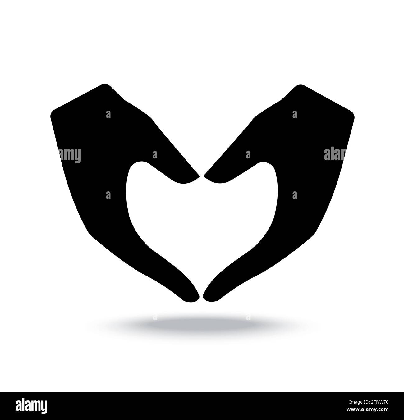 Romantic silhouette sign hand shape heart Stock Photo - Alamy