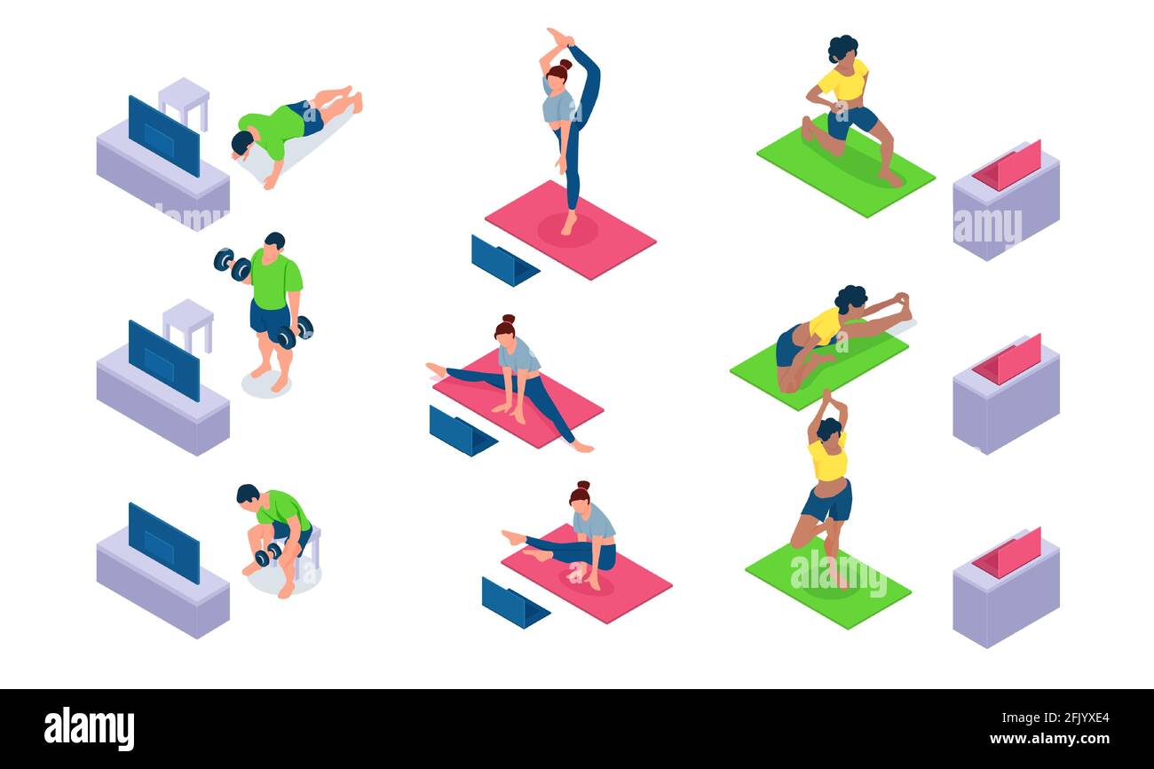 Tv online fitness exercise Cut Out Stock Images & Pictures - Alamy