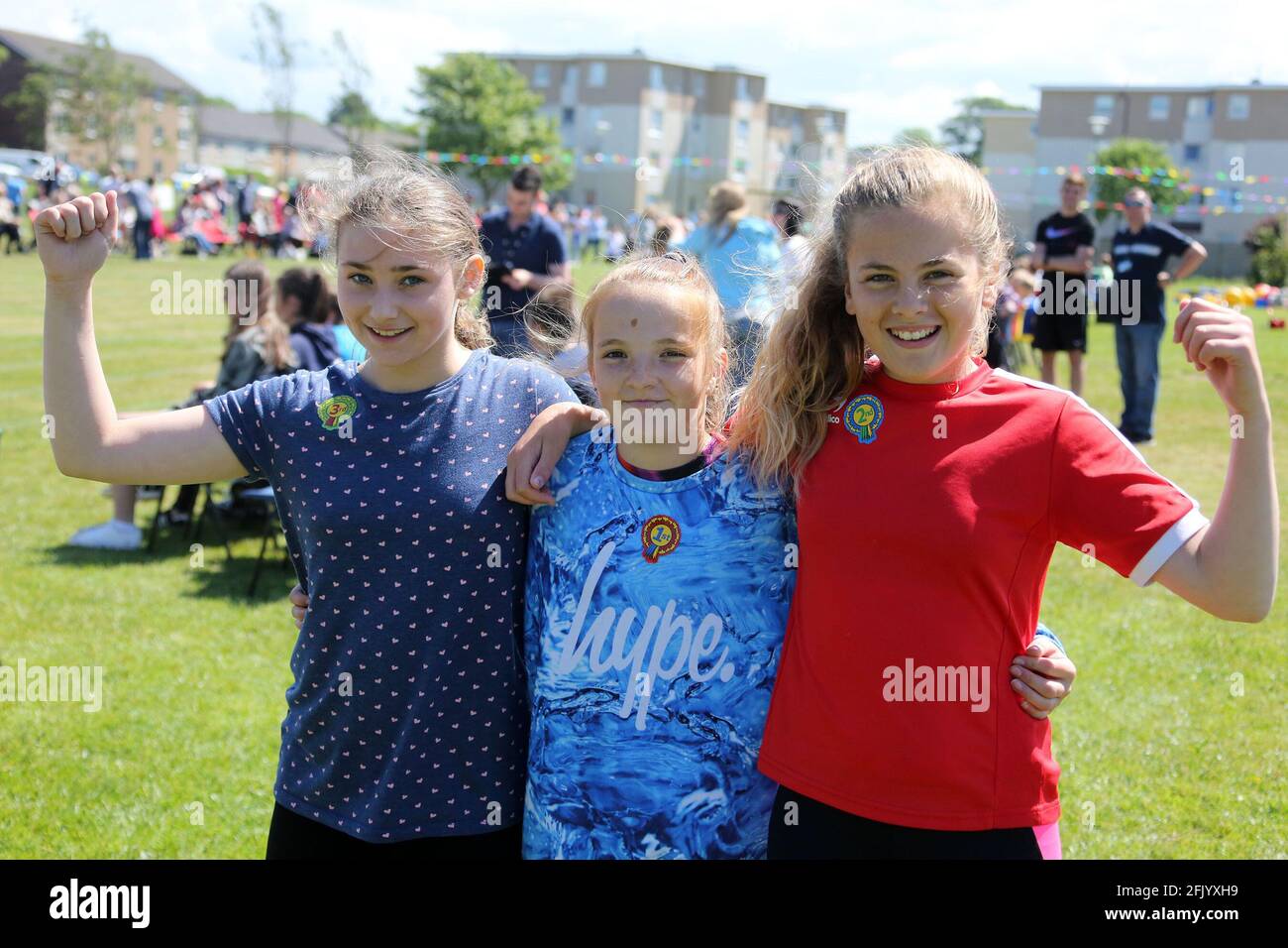 Muirhead Primary School Sports Day P7 winners L-r Beth McNair (3rd ...