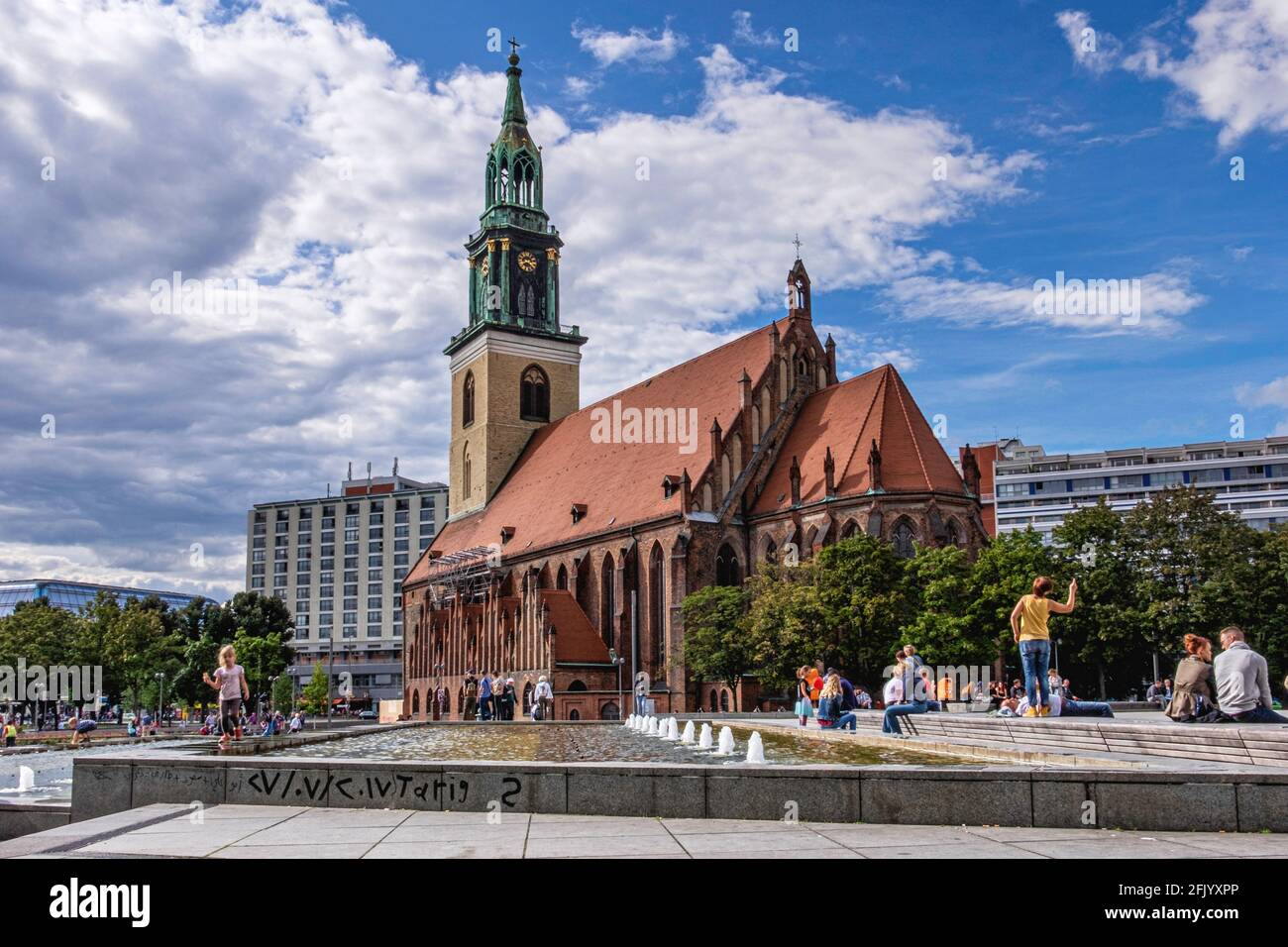 The church of st marienkirche in alexanderplatz hi-res stock ...