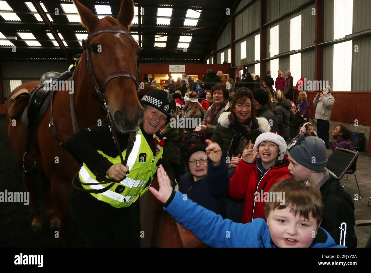 Police horse meets children hi-res stock photography and images - Alamy