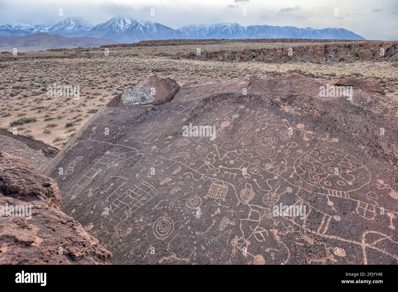 BISHOP, CALIFORNIA, UNITED STATES - Mar 11, 2021: Sky Rock Petroglyphs ...