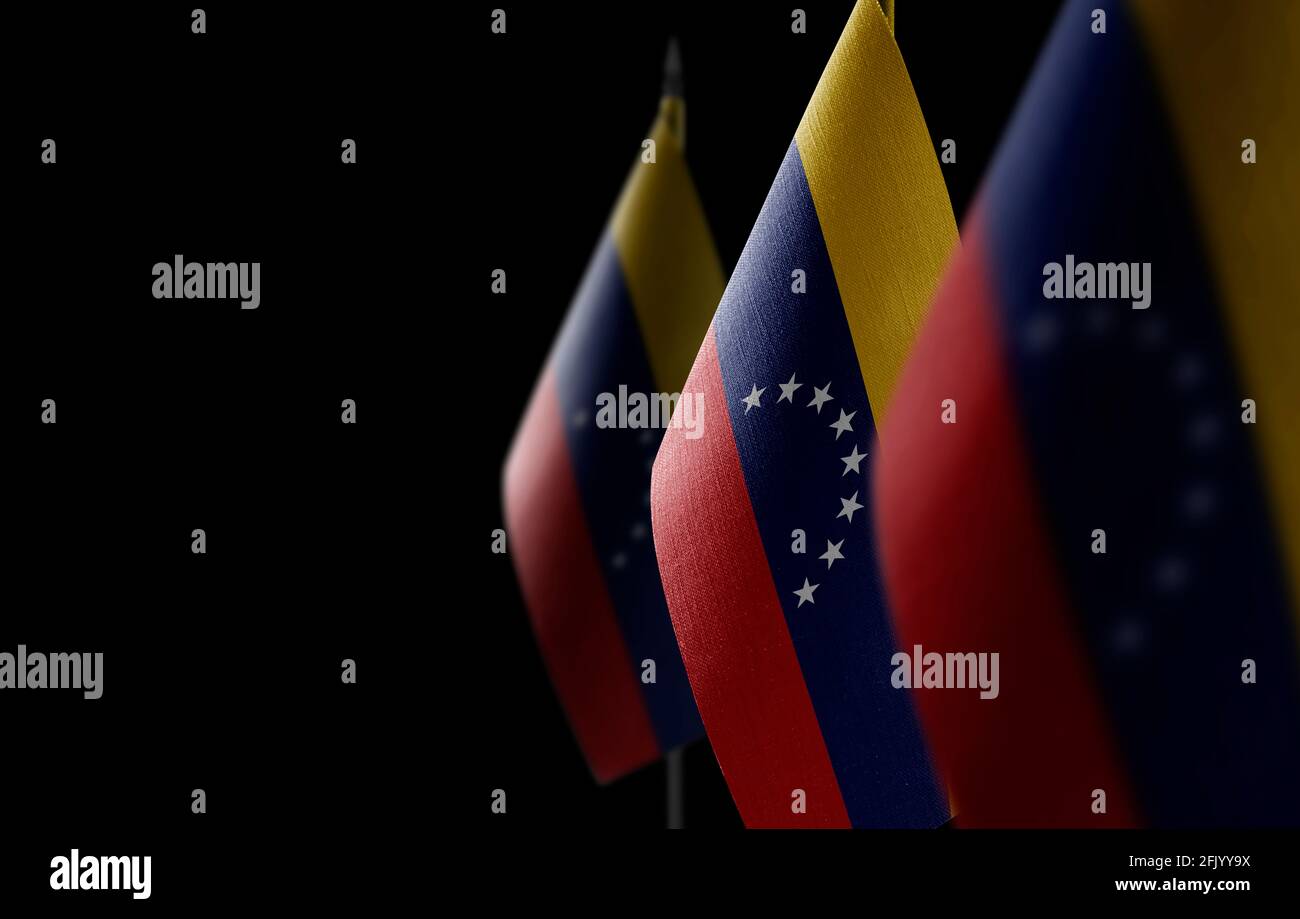 Small national flags of the Venezuela on a black background Stock Photo ...