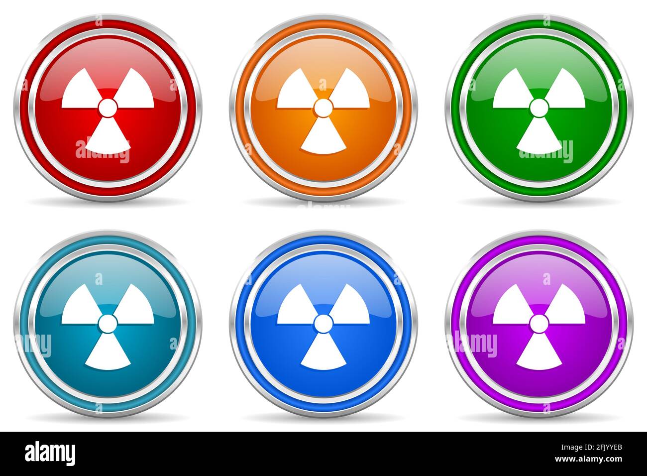 Radiation silver metallic glossy icons, set of modern design buttons ...