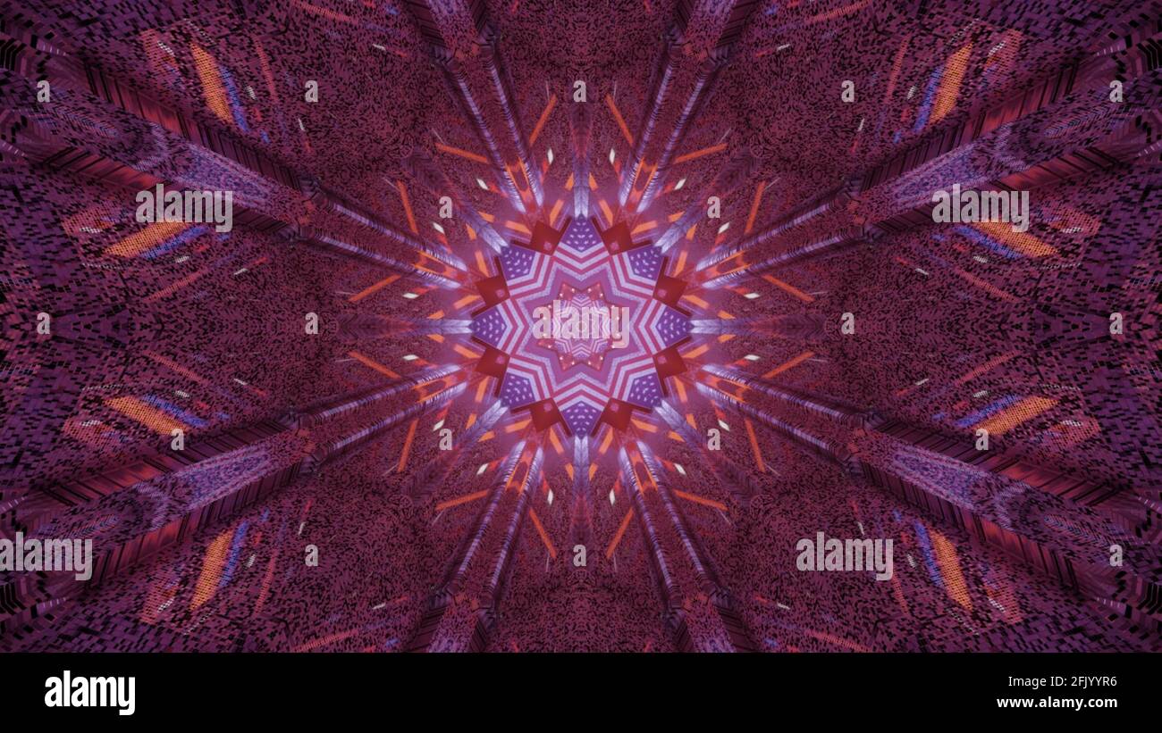 Distorted and star shaped neon ornaments 4K UHD 3D illustration Stock ...