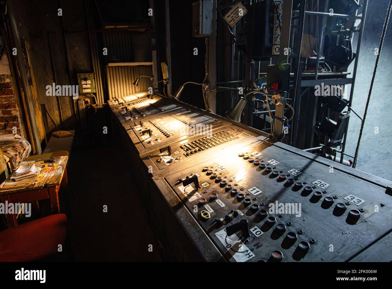 Stage equipment control panel in theatre Stock Photo - Alamy
