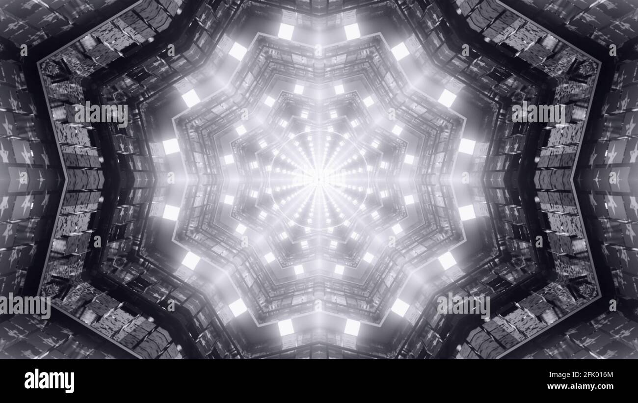 Luminous geometric design of sci fi tunnel 4K UHD 3d illustration Stock ...